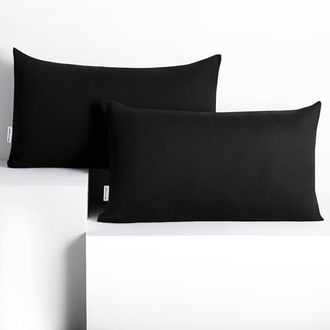 Decoking 2 Kissenbezüge 50x60 cm Jersey Baumwolle Reißverschluss schwarz Amber