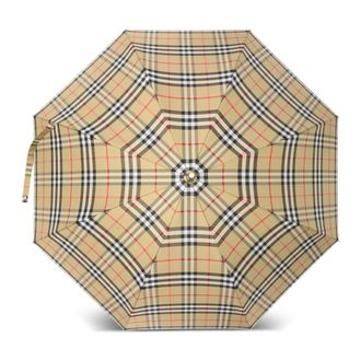 Burberry Parapluie de marche &agrave; carreaux en bois d&eacute;rable - Femme - Accessoires - Beige - Taille: ONE Size