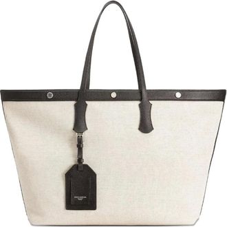 Dolce & Gabbana Homme, Sacs, Blanc, Taille: ONE Size Cabas en Toile et Garniture en Cuir