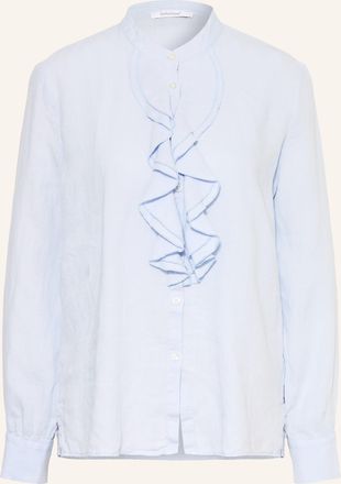 Soluzione - Camiceria Ticino Leinenbluse Mit Volants blau
