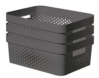 Curver Infinity Dots - Gris, 3 x 11 litres