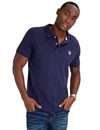 U.S.Polo Association Chemise Interlock solide pour homme, bleu marine, Taille XL