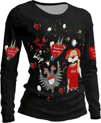 Generico Confettis en forme de coeur - T-shirt de carnaval pour femme &agrave; manches longues - Confettis en forme de coeur, U - Noir, 3XL