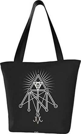 AOOEDM Sac fourre-tout r&eacute;utilisable satanique g&eacute;om&eacute;trique occulte femmes sac &agrave; main d&eacute;contract&eacute; sacs &agrave; bandouli&egrave;re pour faire les courses &eacute;picerie voyage &agrave; l