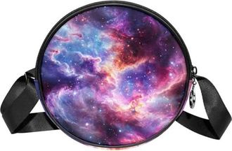 Generic Sac &agrave; bandouli&egrave;re Circle pour femme, Galaxy Planet violet, petit sac &agrave; bandouli&egrave;re avec fermeture &eacute;clair, bretelles r&eacute;glables, sac &agrave; main rond d&eacute;contr