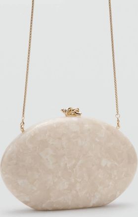 Mango Pochette &agrave; effet perl&eacute; ivoire - Femme - Taille unique - MANGO