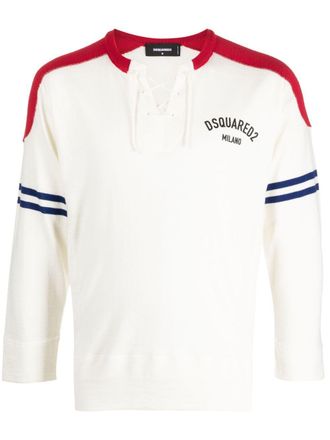 Dsquared2 pull en maille à logo imprimé - Blanc
