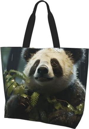 Generic Panda Sous La Pluie Sac Courses Pliable Sacs De Courses L&eacute;ger Sac A Main Femme Pour Gym Travail Voyage