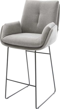 DELIFE Barstuhl Clea-Flex Kufengestell Metall Strukturstoff Soft Grau