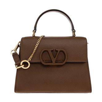 Valentino Garavani Ledertasche mit Logo - - Bags - Damen - Braun - ONE SIZE