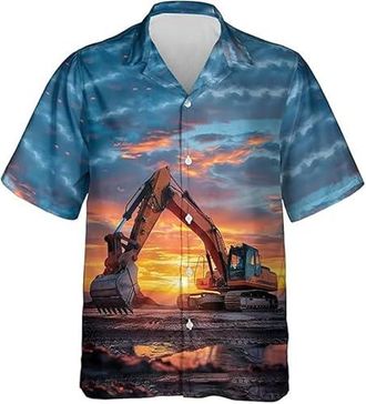 Keephen TangoDS Pelleteuse Chemise Hawaiienne Femmes Hommes Pelleteuse Impression 3D Manches Courtes Chemises &agrave; Boutons &Eacute;t&eacute; Chemise Aloha Plage