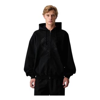 VETEMENTS SweaT-shirt &agrave; capuche zipp&eacute; brod&eacute; - Homme - Sweatshirts et sweats &agrave; capuche - Noir - Taille: M