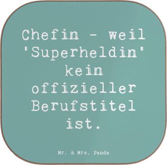Mr. & Mrs. Panda gl&auml;seruntersetzer Spruch Chefin Superheldin - Geschenk, Untersetzer f&uuml;r Gl&auml;ser, Managerin, Geschenke mit Herz, kreative, Berufe, Berufsprodukte, Tasse