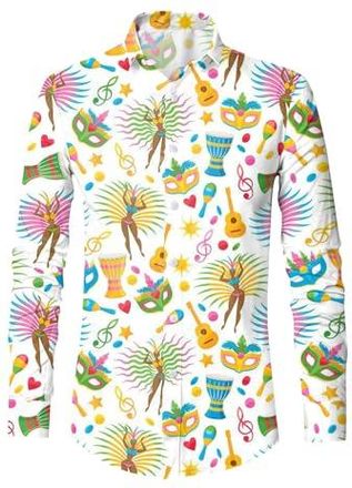 Generic Costume de carnaval pour homme - Chemise &agrave; manches longues - Coupe ajust&eacute;e - Imprim&eacute; masque tendance - Chemise &agrave; manches longues - Chemise l&eacute;g&egrave;re pour