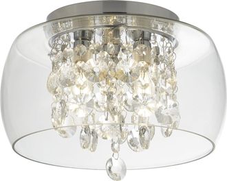 Searchlight Badezimmer Klarglas Schirm 3Flammige Deckenleuchte, Kristall Tropfen plattiert