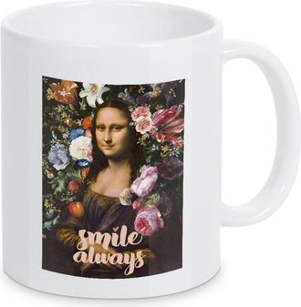 artboxONE Tasse Lächle Immer, Mona Lisa von amini54 - Kaffeetasse Floral