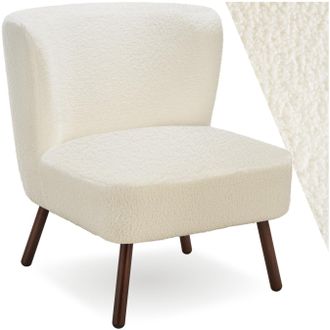 TecTake Scandi Cocktailsessel, Sessel, Boucl&eacute; Stoff, Couch Loungesessel mit Dicker Polsterung, Beine in Holz Optik, Statement Relaxsessel, Wohnzimmer Schlafzi