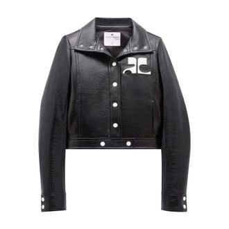 Courr&egrave;ges Femme, Vestes, Noir, Taille: 38 FR Veste en vinyle noir style reedition