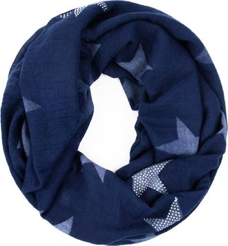 Glamexx24 Loop schal leichter Langschal Sterne Muster Schlauchschal Strass Tuch Viele Farben SC20170401, Blaujeans, Einheitsgröße