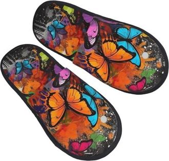 Generic Pantoufles En Coton Impression De Papillons Art Doodle Pantoufles De Voyage Chaudes Slippers Doux Chaussons Maison Pour Outdoor Voyage Automne L