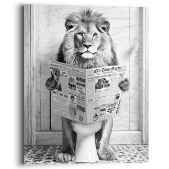 Reinders Wandbild, L&ouml;we auf Toilette, Toilette, MDF, 50 x 40