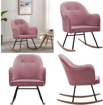 vidaXL Schaukelstuhl Rosa Samt - Samtsessel - Rosa Schaukelstuhl - Gartenstuhl - Balkonstuhl - Lounge Chair - Home & Living