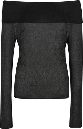Roberto Collina Femme, Pulls, Noir, Taille: 38 FR Maglia Off Shoulder