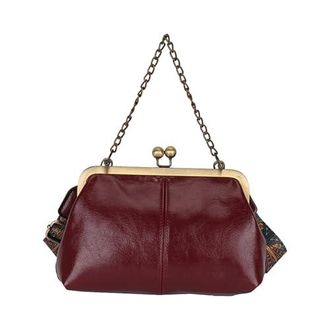 Generic Sac &agrave; bandouli&egrave;re pour femme Kiss Lock Sac &agrave; main Sac &agrave; bandouli&egrave;re Pochette de soir&eacute;e (Vin rouge)