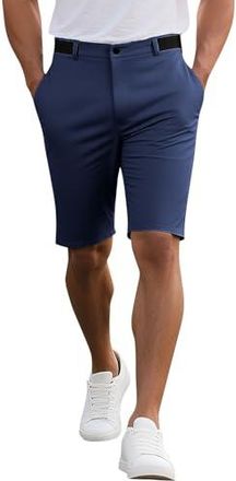 Generic Short habill&eacute; pour homme &agrave; lavant plat de 17,8 cm, chino l&eacute;ger d&eacute;contract&eacute; avec poches, short de course pour homme, coupe Y, bleu marine, XL
