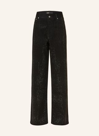 Maje Wide Leg Jeans Mit Schmucksteinen schwarz
