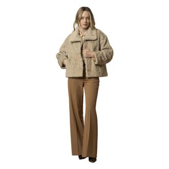 Kocca Stilvolle Strickoptik Taillenl&auml;nge Mantel - - Jackets - Damen - Braun - XS