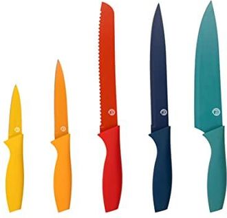 Masterchef Messer Set, Küchen Messerset ink. Kochmesser, Gemüsemesser, Schälmesser, Schneidemesser & Brotmesser, Scharfe Messer Edelstahl, Antihaftbeschichtete, 