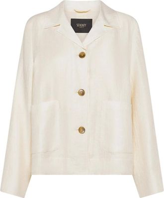 Seventy Femme, Blouses et Chemises, Blanc, Taille: 36 FR Giacca in misto lino armaturato