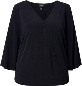 Ulla Popken T-Shirt Shirt Wickeloptik V-Ausschnitt 3/4-Glocken&auml;rmel