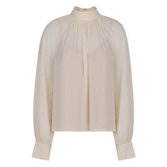 Vince Bluse aus Krepp mit drapiertem Wasserfallkragen - - Blouses & Shirts - Damen - Wei&szlig; - L