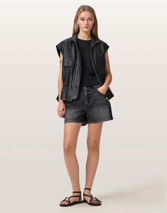 AllSaints Tay - Jeansshorts in Schwarz