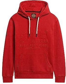 Superdry Embossed VL Hoodie Maillot de survêtement, Rouge (Risk Red), S Homme