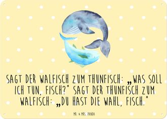 Mr. & Mrs. Panda Blechschild Walfisch Thunfisch DIN A6 - Geschenk, Witz, Spruch Lustig, Türschild Metall, Wal, Küche, Tunfisch, Des Tages, Dekoschild, Groß, Wandschild