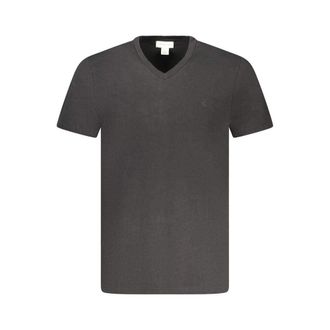 Calvin Klein Herren T-Shirt Kurzarm Smooth Solid Tee mit V-Ausschnitt, Schwarz (Black), L