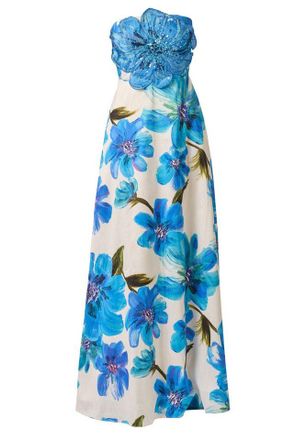 Adrianna Papell Abendkleid Bead Dupioni Long Dress Ein farbenfrohes und romantisches tr&auml;gerloses Abendkleid