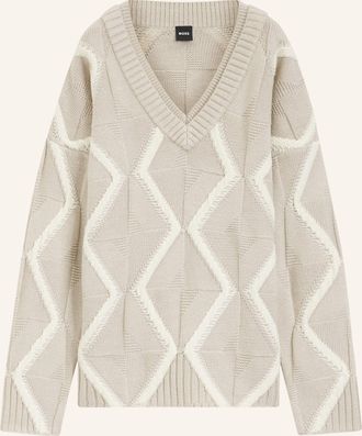 HUGO BOSS Pullover Flarin Relaxed Fit braun