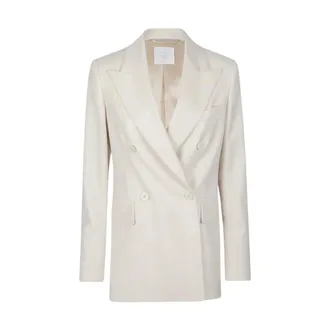 Eleventy Femme, Vestes, Beige, Taille: 40 FR Veste en laine &agrave; double boutonnage en flanelle stretch