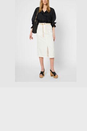 Gerard Darel Jupe droite en coton et lin - VICTORIA - Blanc