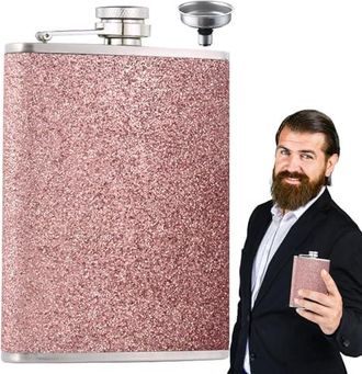 Generico Flacon dalcool,Fiole dalcool dalcool, Hip Flask en acier inoxydable avec entonnoir Hip Flask dalcool de 8 onces, Fiole de liqueur portable &agrave; paillette