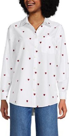 Lands End Langarm Oxford-Hemdbluse, Damen, Gr&ouml;&szlig;e:48-50 regular, Wei&szlig;, Baumwolle, by Lands End