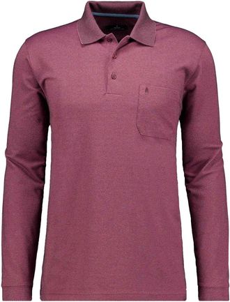 Ragman Herren Poloshirt Langarm Weinrot-061, 3XL