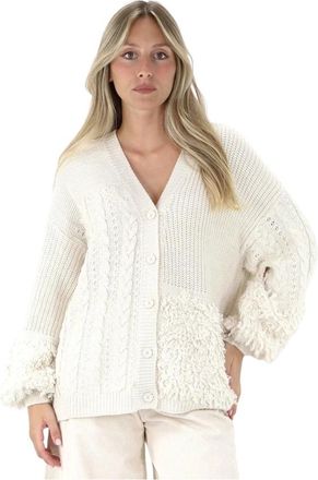 Kaos Kaos - Gilet oversize &agrave; texture d&eacute;corative - Femme - Pulls - Beige - Taille: 42 FR