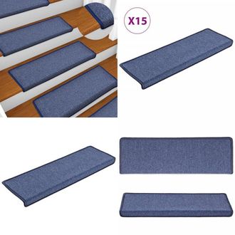 vidaXL Vidaxl - Tapis descalier 15 pcs 65x21x4 cm Bleu - Tapis Descalier - Tapis Marche - Protection Escalier - Antid&eacute;rapant - Lavable - Home & Living