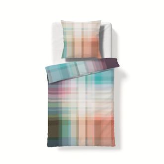 Fleuresse Mako-Satin Bettw&auml;sche 155x220 Mosaik W&uuml;rfel Streifen Pastell 114524-03