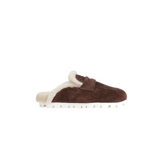 Miu Miu Shearling-lined Suede Mules